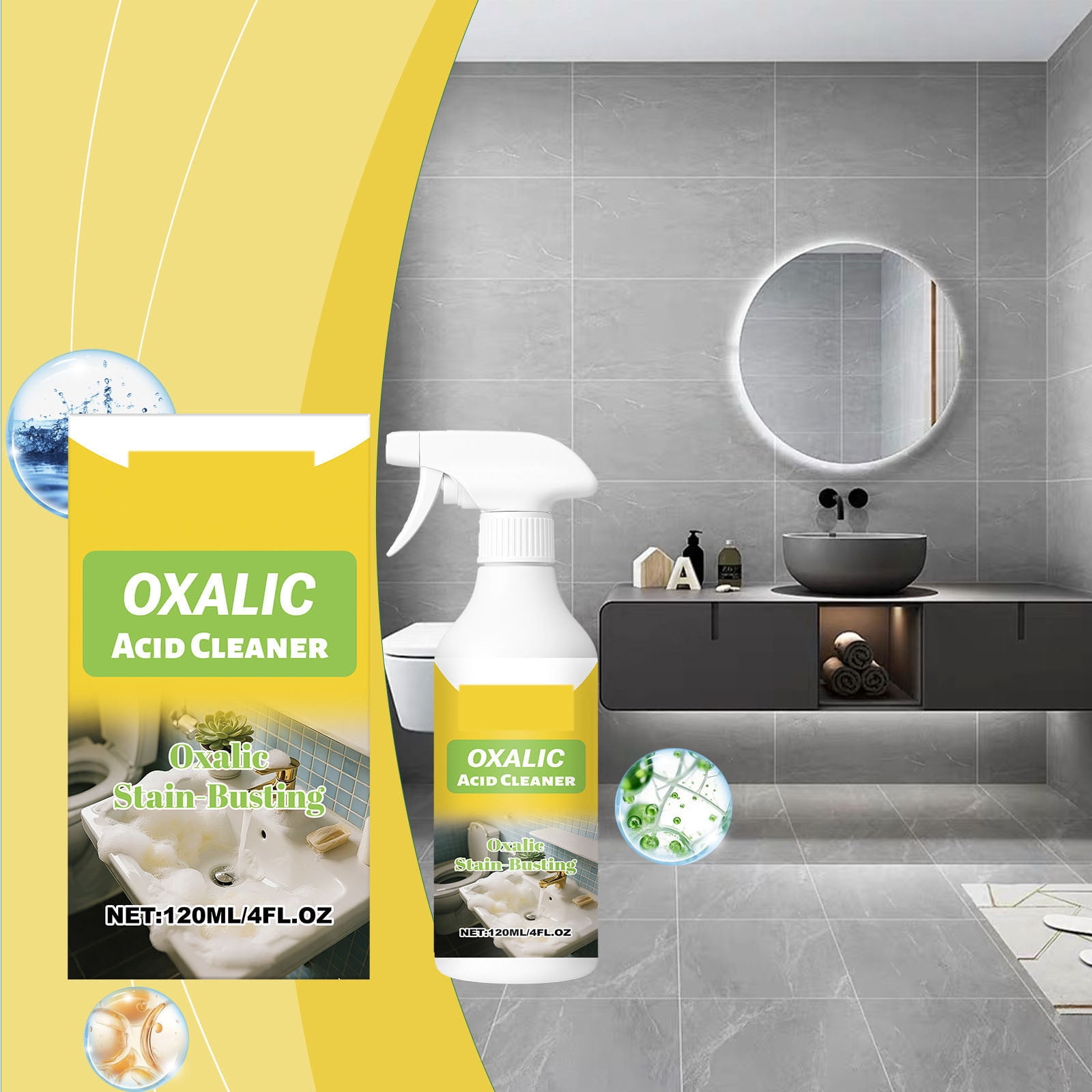 Oxalic Acid Bathroom Cleaner Spray 120ml – Heavy Duty Hard Water Stain ...