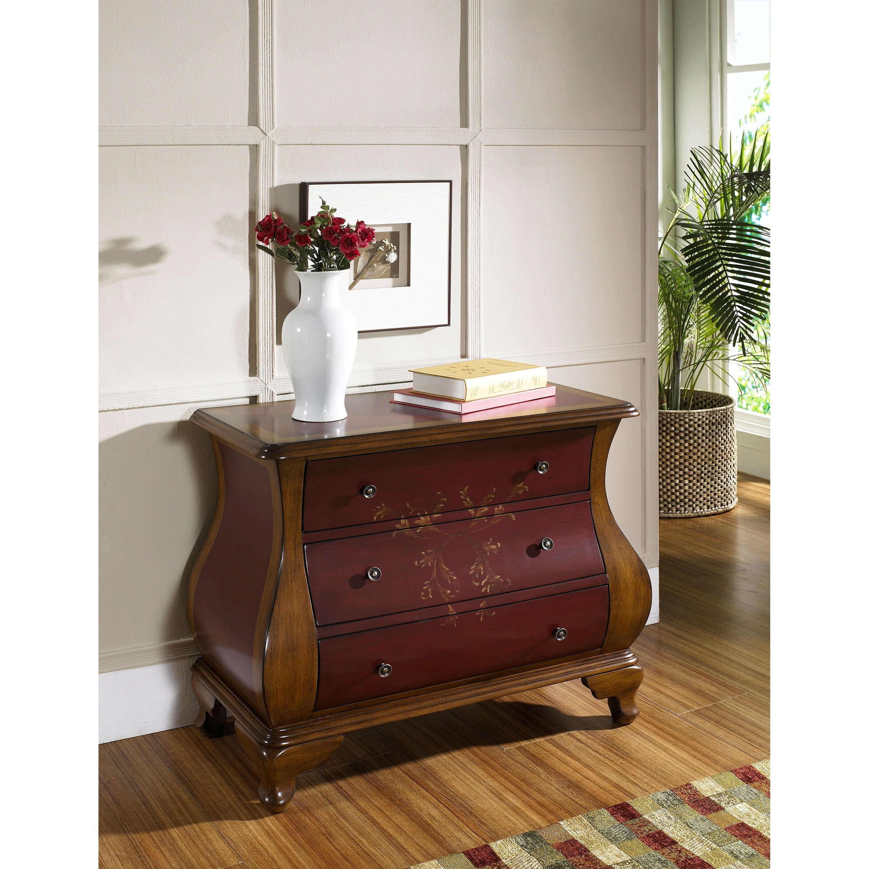 Oxblood Two-Tone Wooden Bombay 3 Drawer Chest - Walmart.com