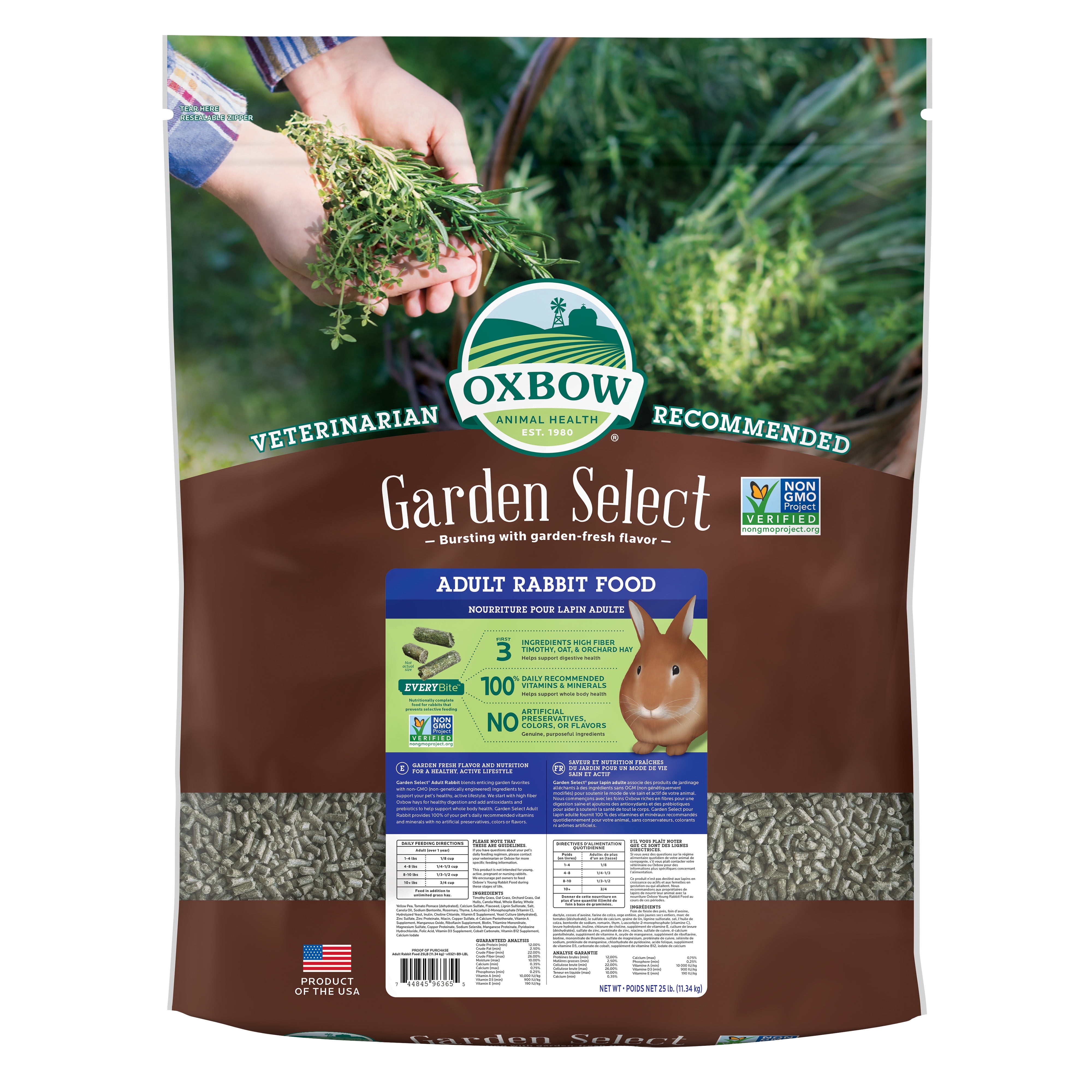 Oxbow Animal Health Garden Select Adult Rabbit Food, Garden-Inspired ...