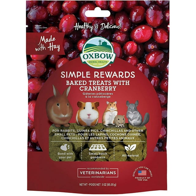 Oxbow Simple Rewards Baked Treats With Cranberry Small Pets 3oz ...