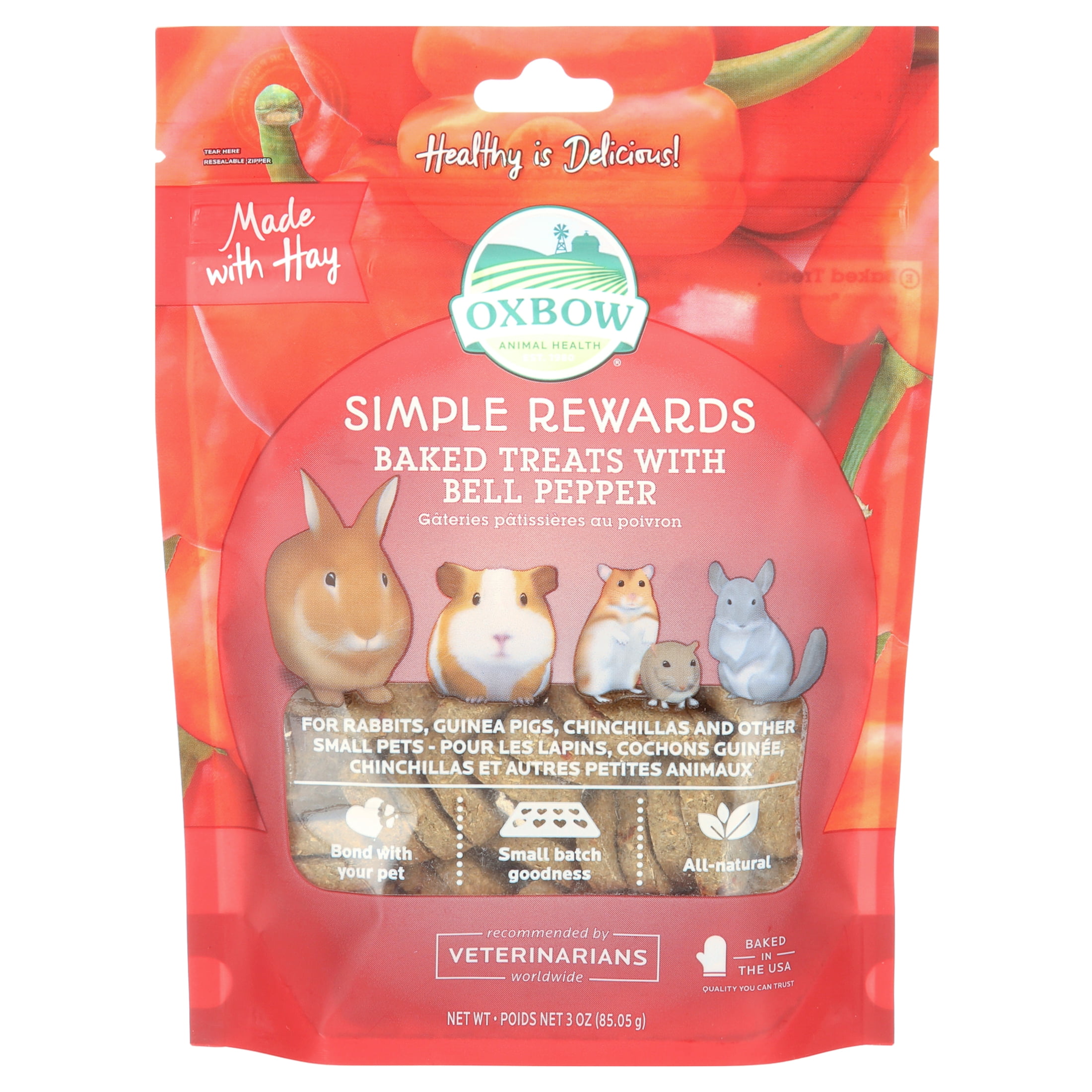 Oxbow Simple Rewards Baked Treats with Bell Pepper and Hay for Small ...