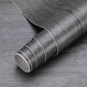 CHIHUT 17.7''x100'' Dark Grey Wood Wallpaper Self Adhesive Peel and Stick Wallpaper Removable ...