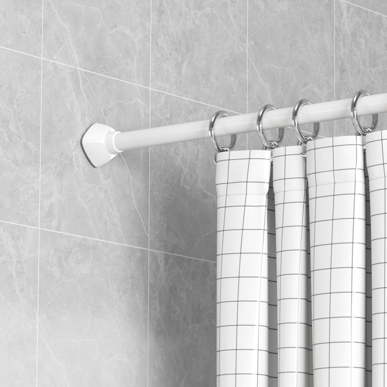 Oxdigi Shower Curtain Rod Adjustable Tension Rod 31-45 Inches White ...