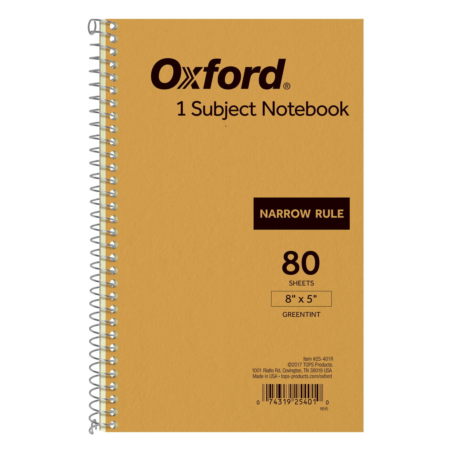 Oxford 1-Subject Kraft Notebook, 5" x 8", Narrow Rule, Kraft Cover ...