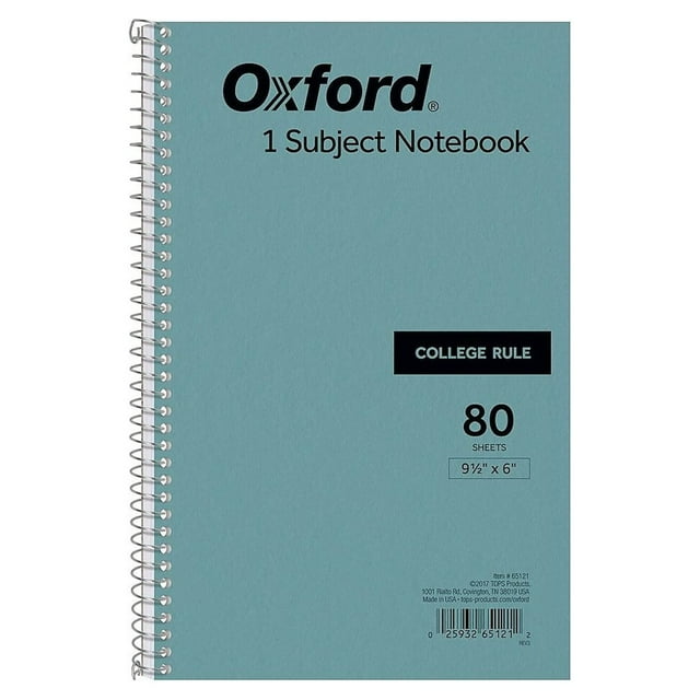 Oxford 1-Subject Notebook 6" x 9.5" College Ruled 80 Sheets 811169 ...