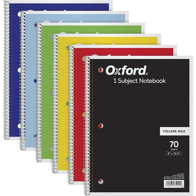 Oxford 1-Subject Notebook 8" x 10 1/2" College Ruled 70 Sheets 1554497 ...