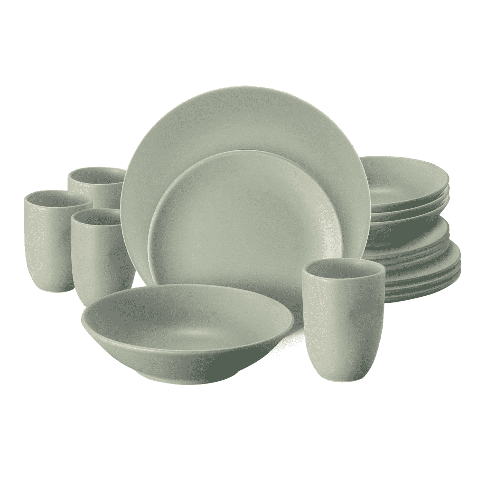 Oxford 16 Pcs Dinnerware Sets, Unni Solids, Sage Stoneware, Service for ...