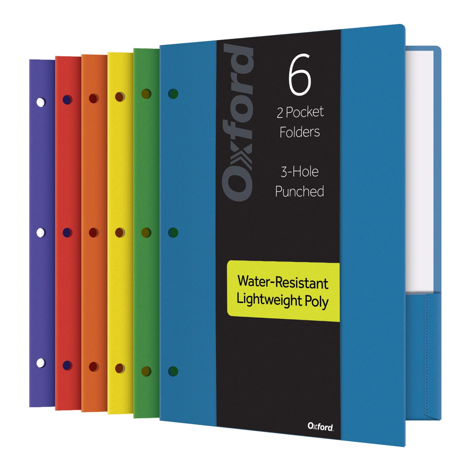 Oxford 2 pocket folders, 6 pack plastic portfolio for office ...