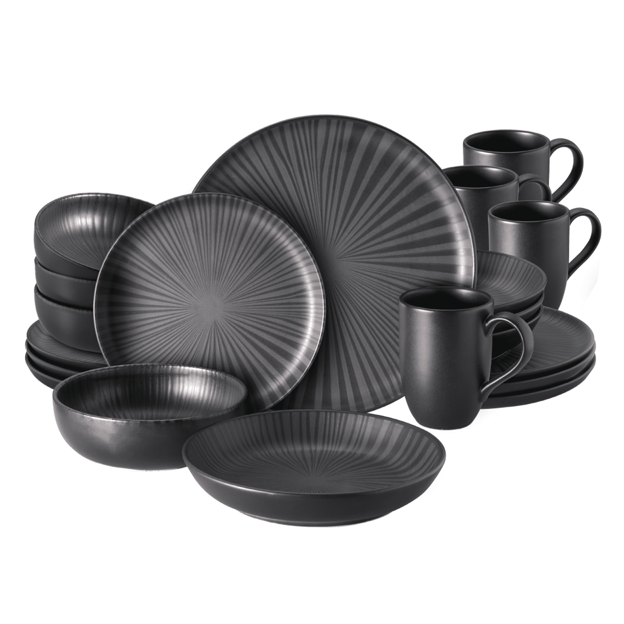 Oxford 20 Pcs Dinnerware Sets, Contempo, Onyx Stoneware, Service for 4 ...