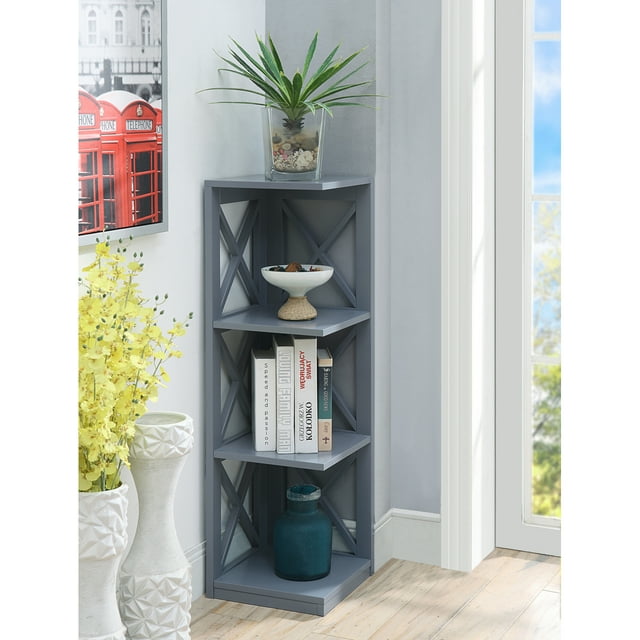 Oxford 3 Tier Corner Bookcase, Gray - Walmart.com