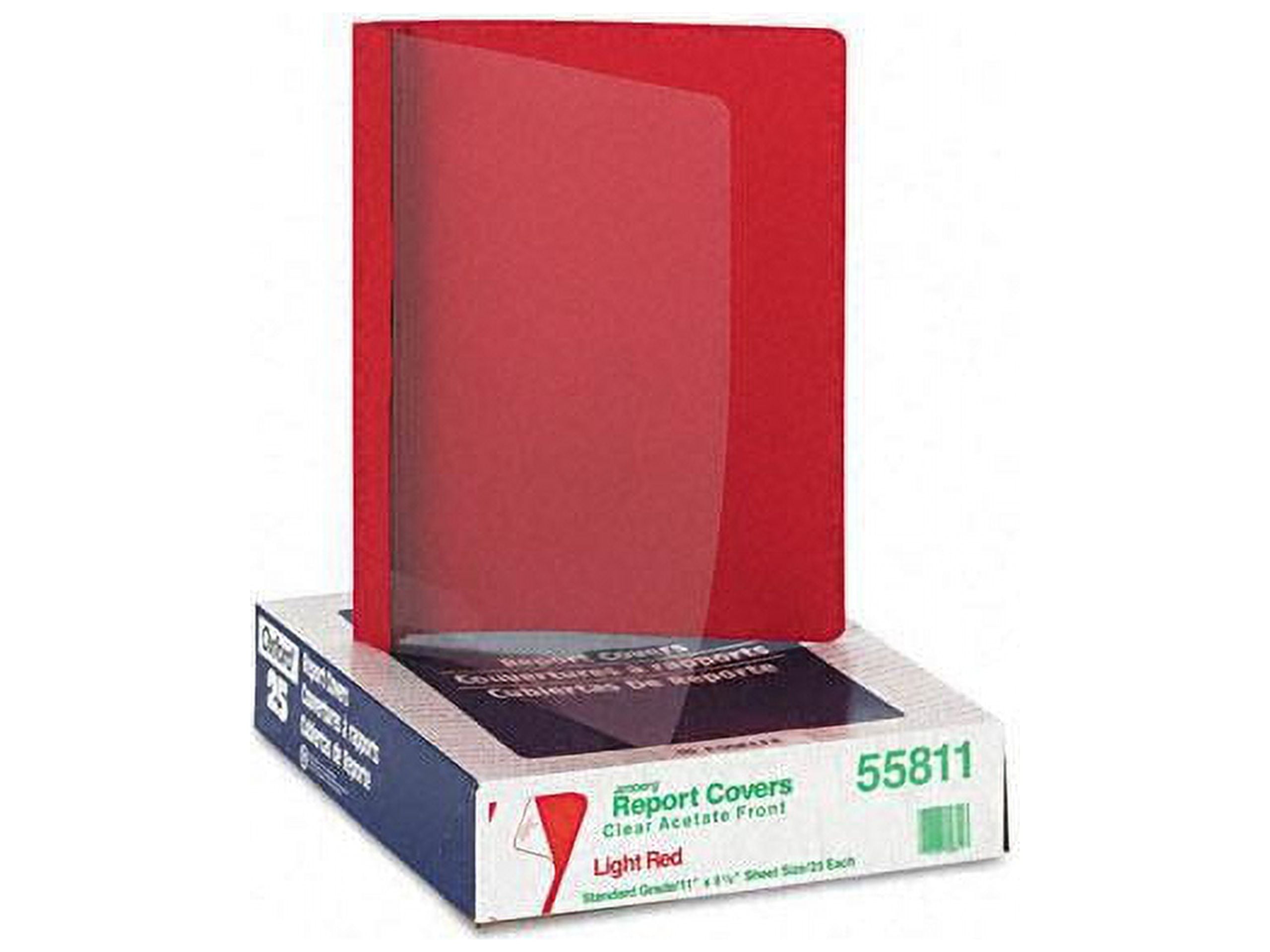 Oxford Clear Front Report Cover, Tang Clip, Letter, 1/2" Cap, Red, 25 ...