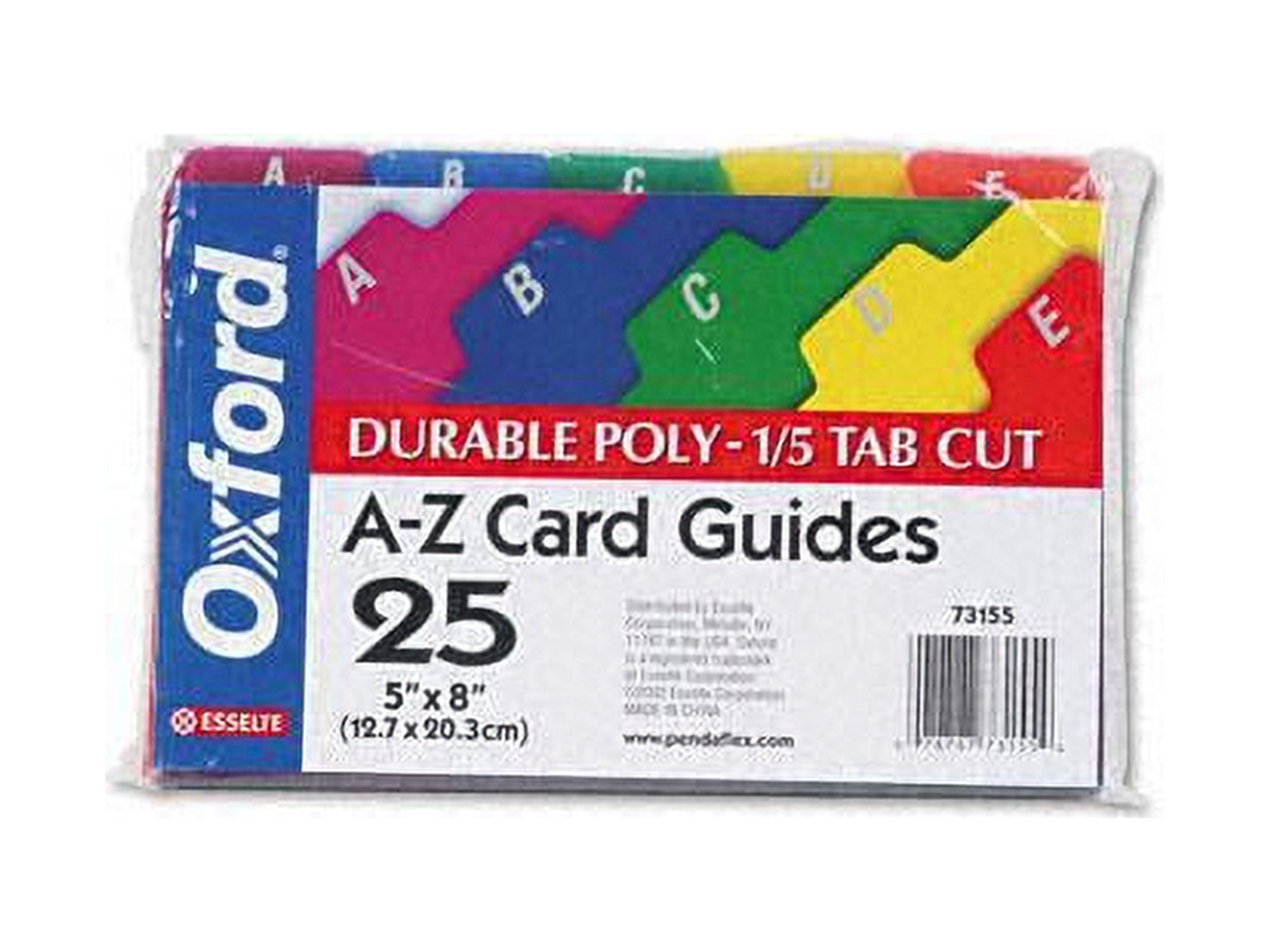 Oxford 73155 Plastic Index Card Guides, Alpha, 1/5 Tab, Wear-Resistant ...