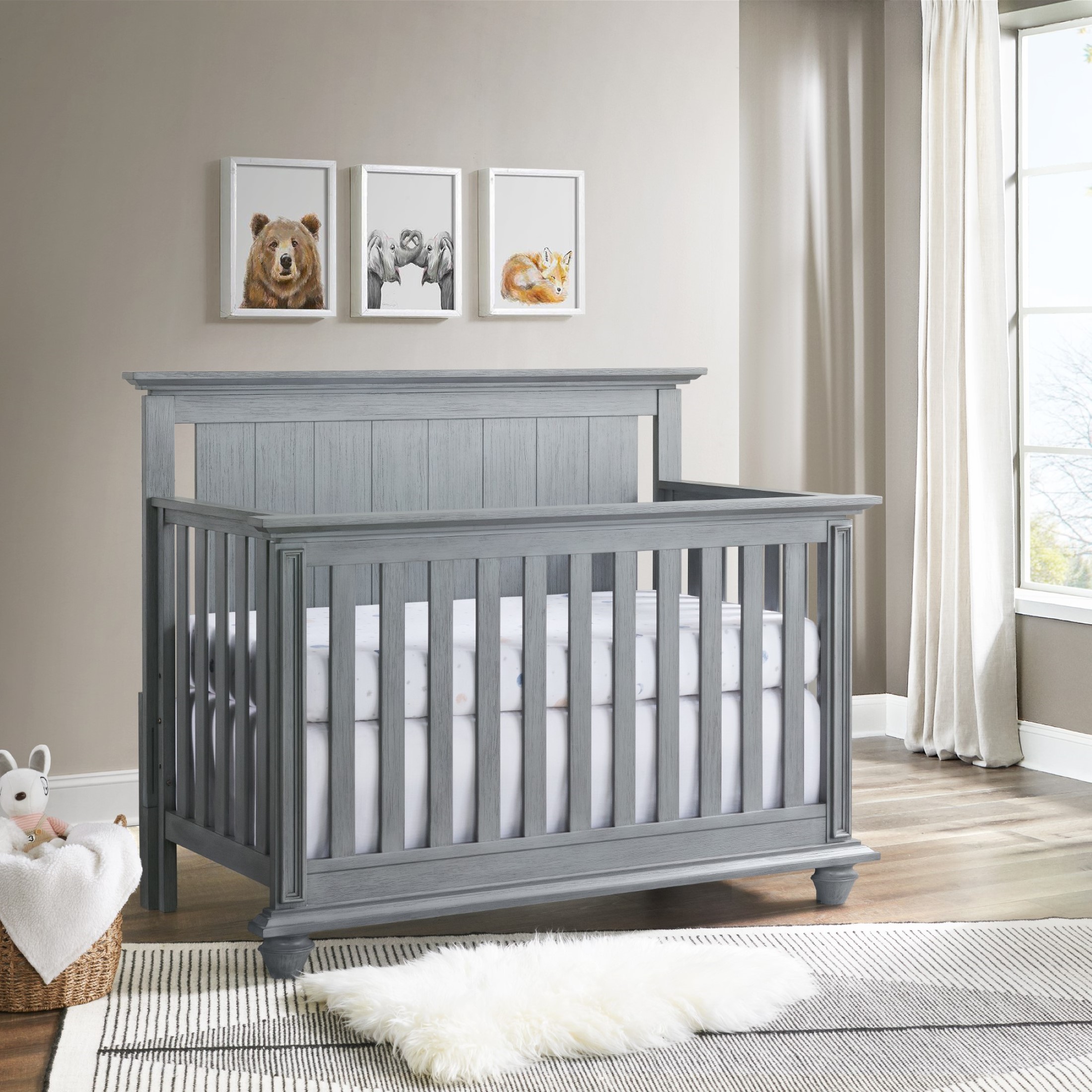 Evolur Convertible Crib Wooden Full Size Bed Rail, Ash Grey - Walmart.com