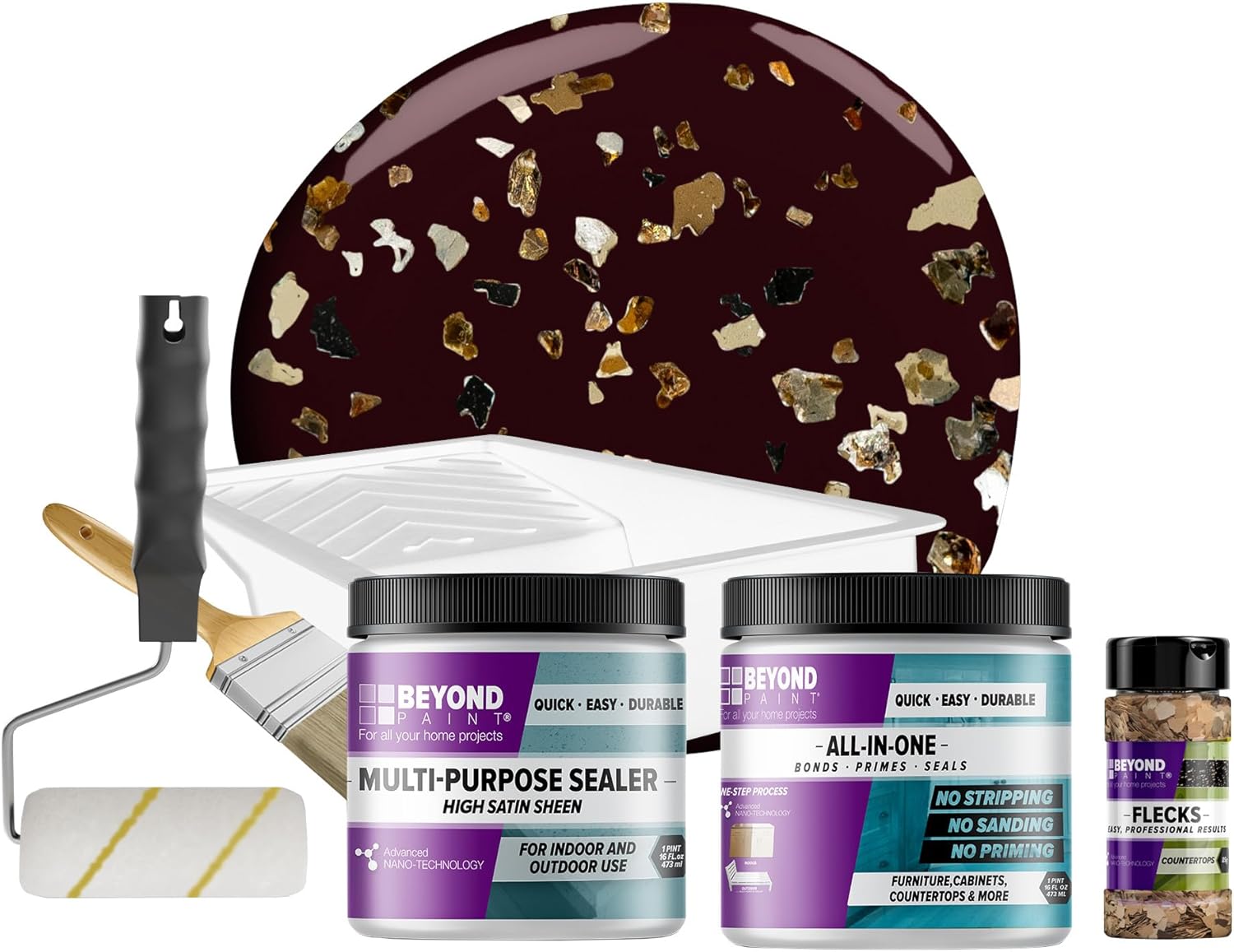 Oxford Bronze Flecks Countertop Makeover Kit with Paint, Sealer, Flecks ...
