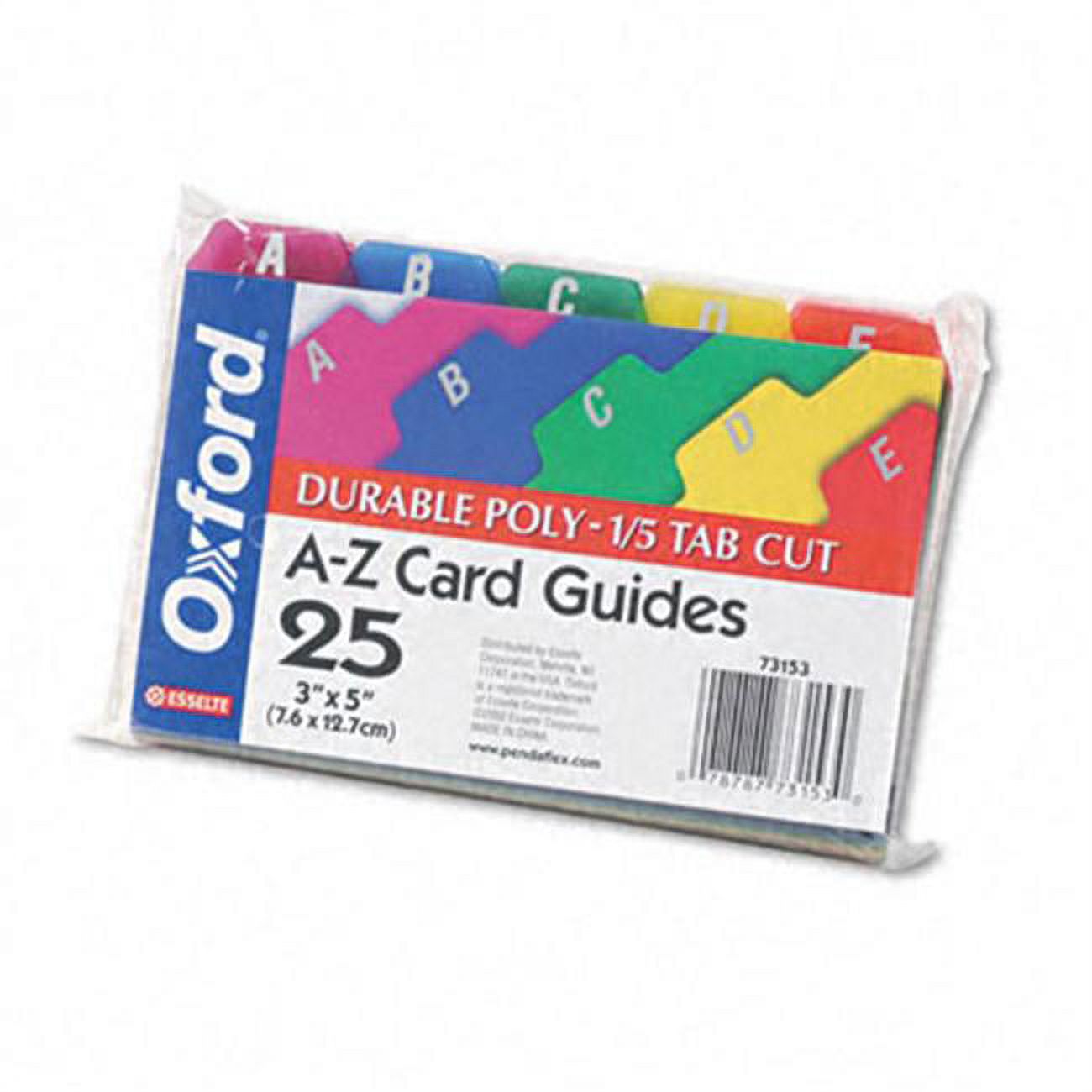 Oxford Card Guides- Alpha- 1/5 Tab- Polypropylene- 3 x 5- 25/Set ...