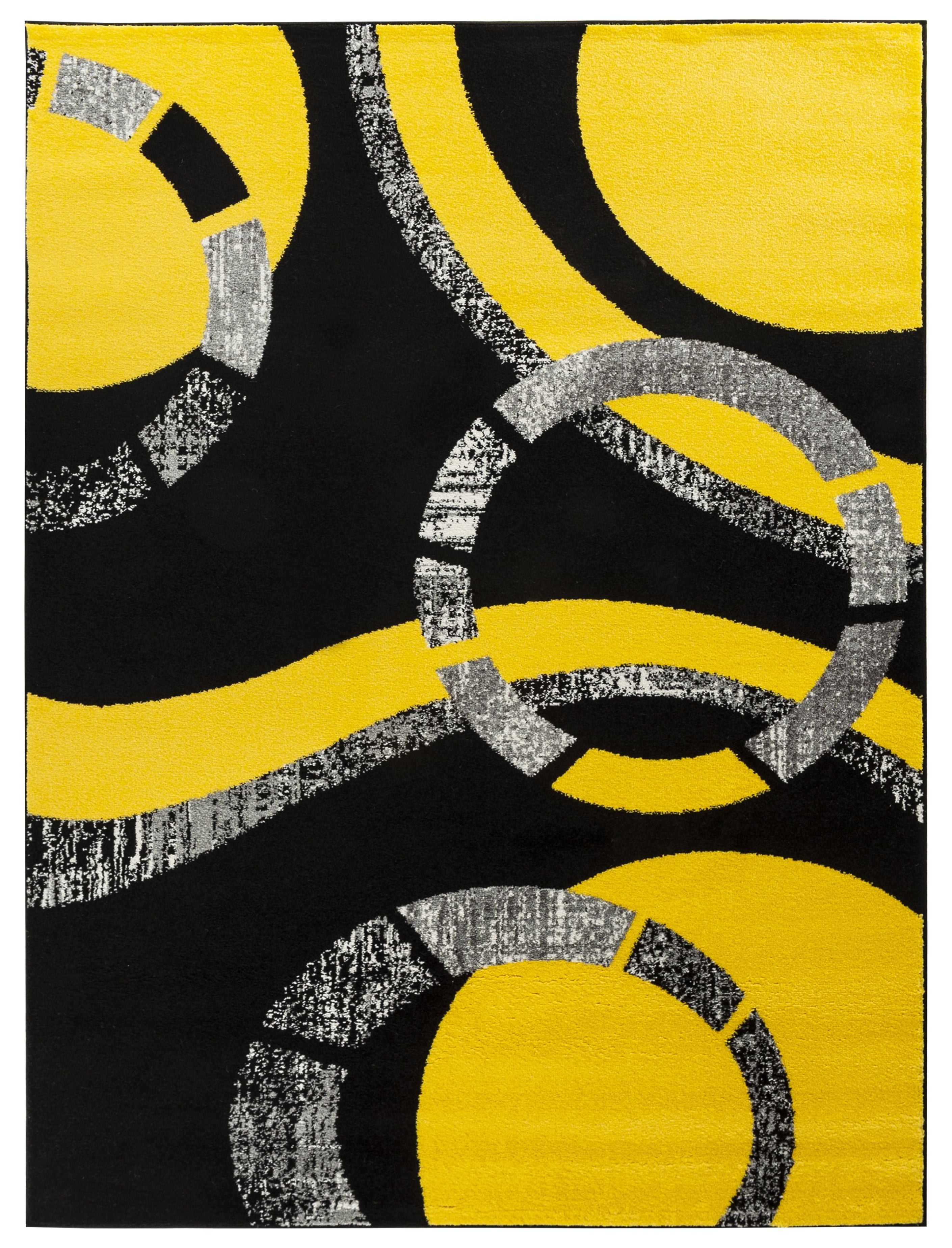 Oxford Collection Rugs - Yellow, Grey, Black, Retro Abstract Design ...
