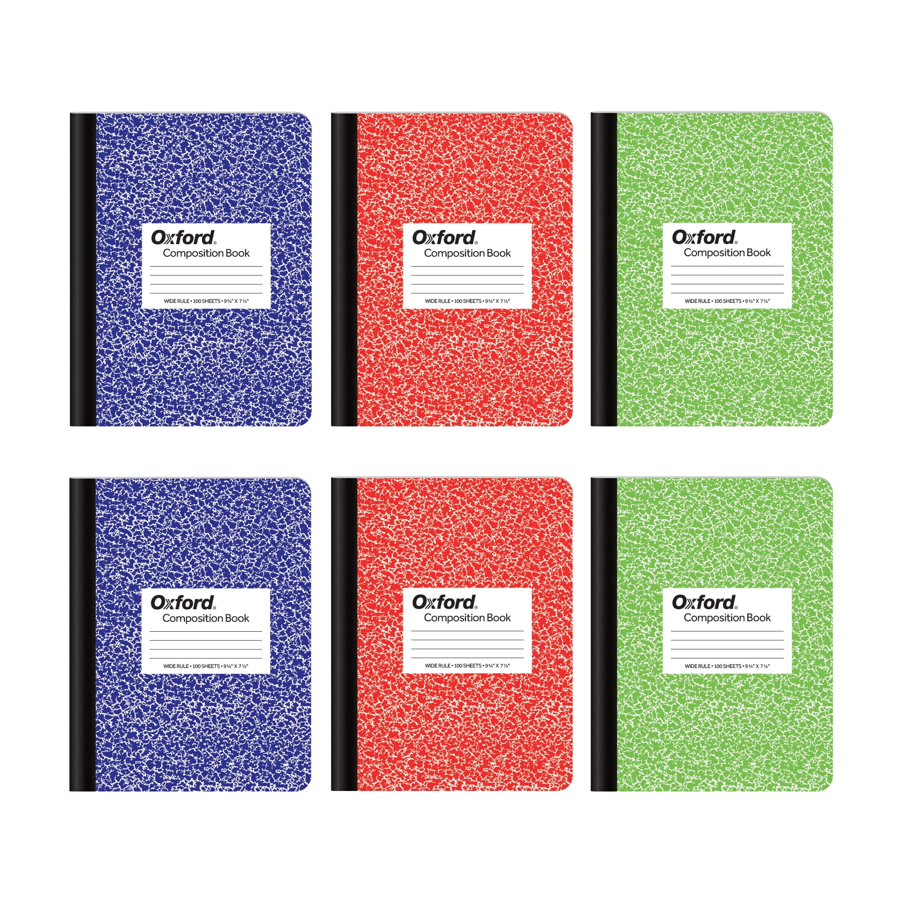 Oxford Composition Notebook 6 Pack, Wide Ruled Paper, 9-3/4 x 7-1/2 ...