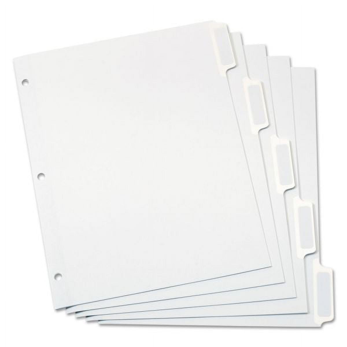 Oxford Custom Label Dividers with Self-Stick Tab Labels, 5-Tab, White ...