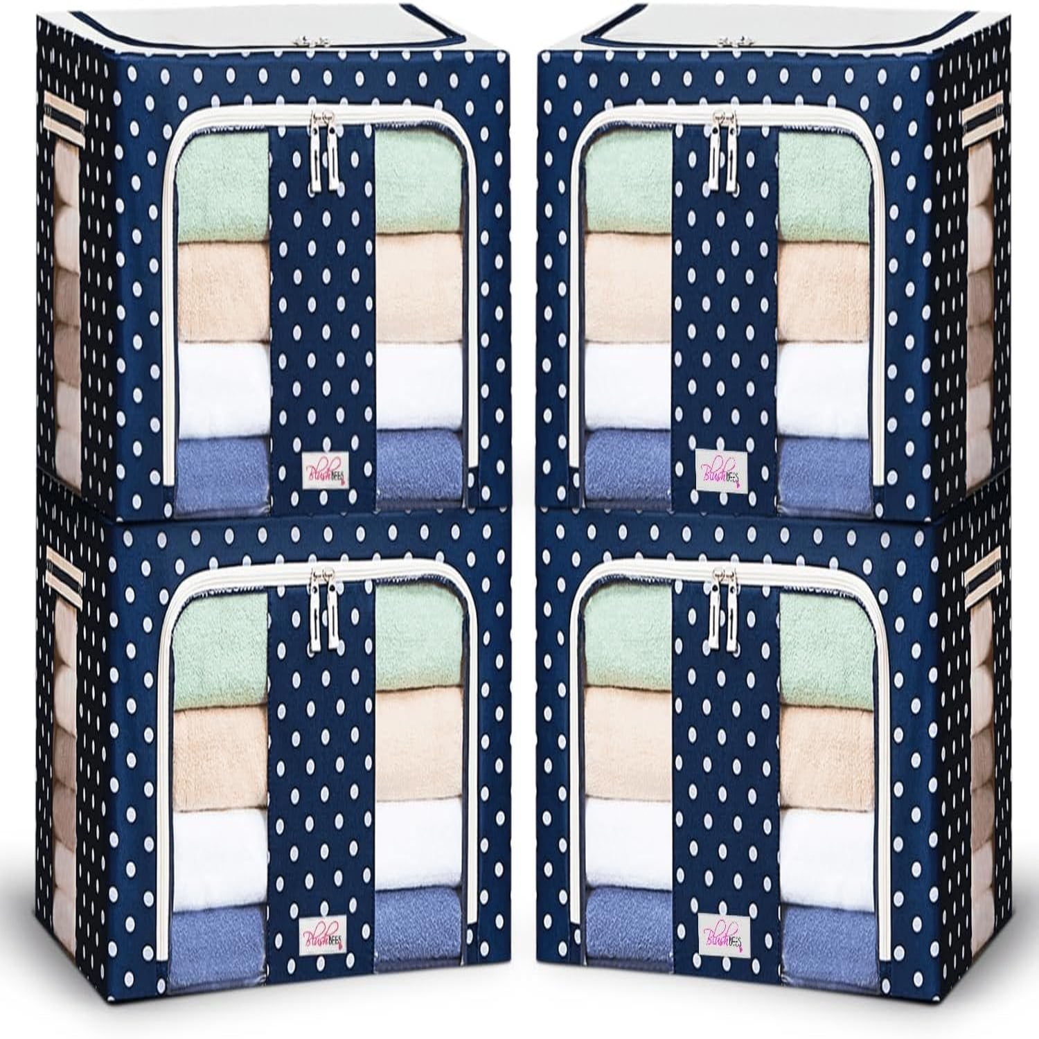 ® Oxford Fabric Collapsible Boxes for Clothes/Quilts/Linen with Metal ...