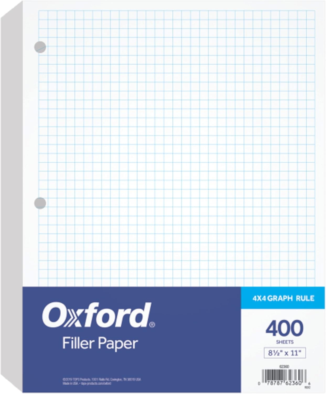 Oxford Filler Paper, 8-1/2" x 11", 4 x 4 Graph Rule, 3-Hole Punched ...