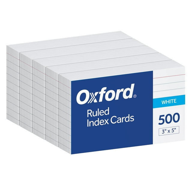 Oxford Index Cards, 500 Pack, 3x5 Index Cards, Ruled on Front, Blank on ...
