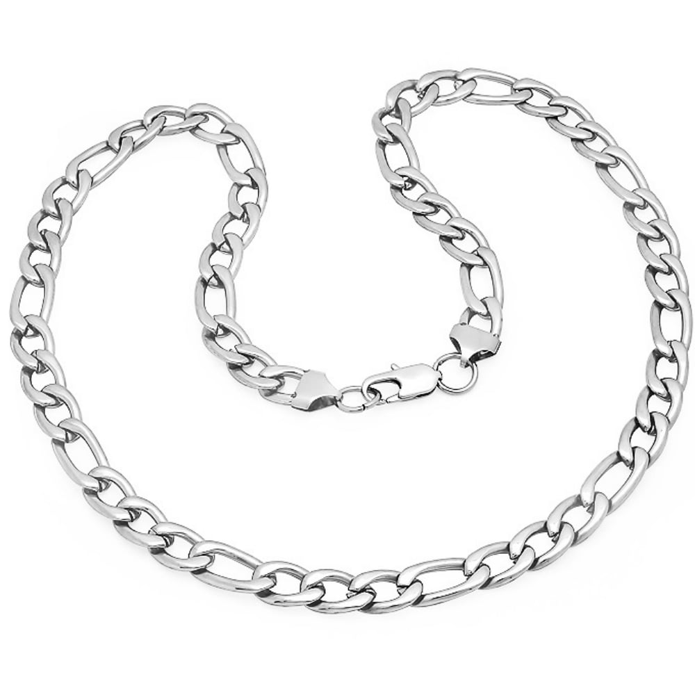 Oxford Ivy Mens 24 inch Stainless Steel Figaro Chain Link Necklace ...