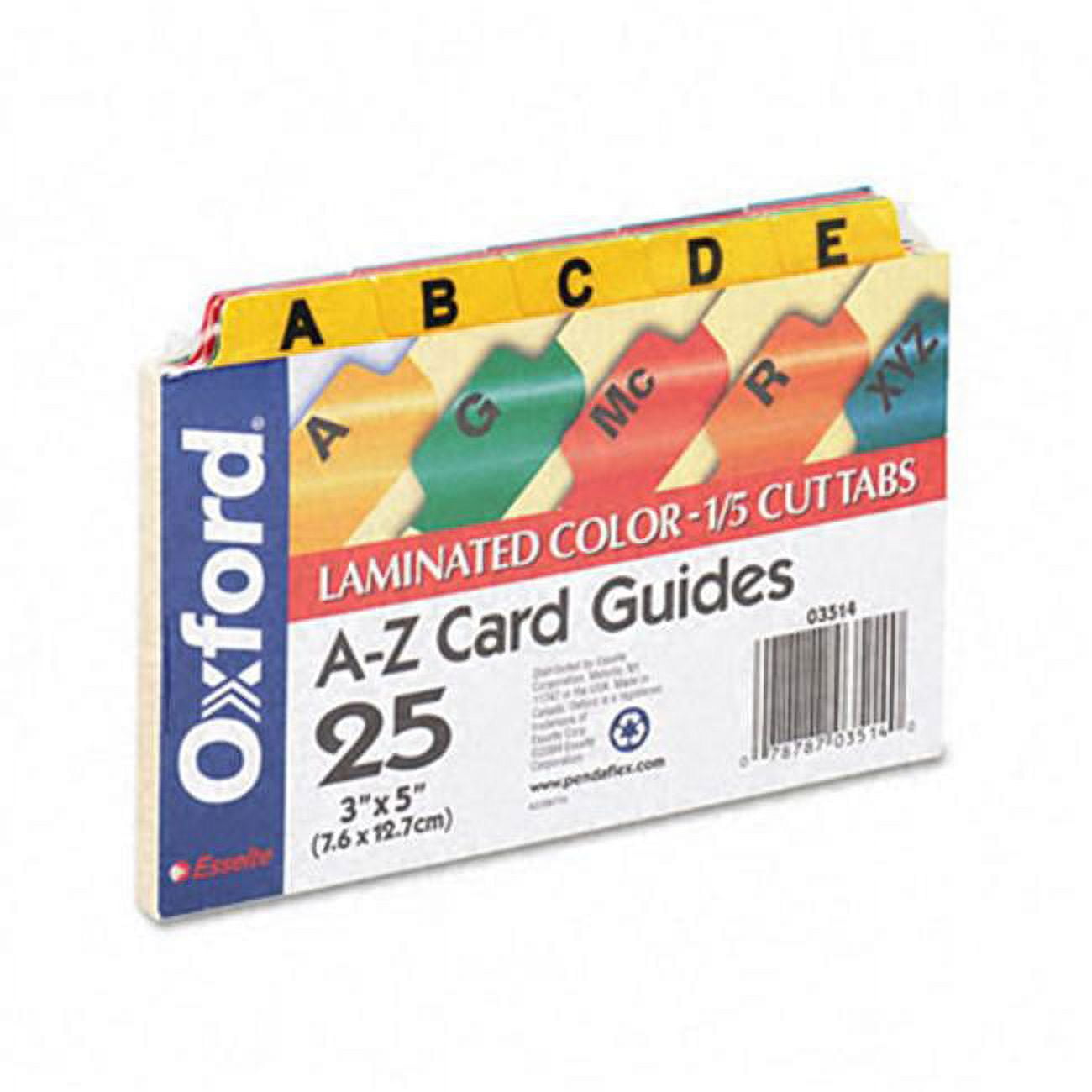Oxford Laminated Index Card Guides- Alpha- 1/5 Tab- Manila- 3 x 5- 25 ...