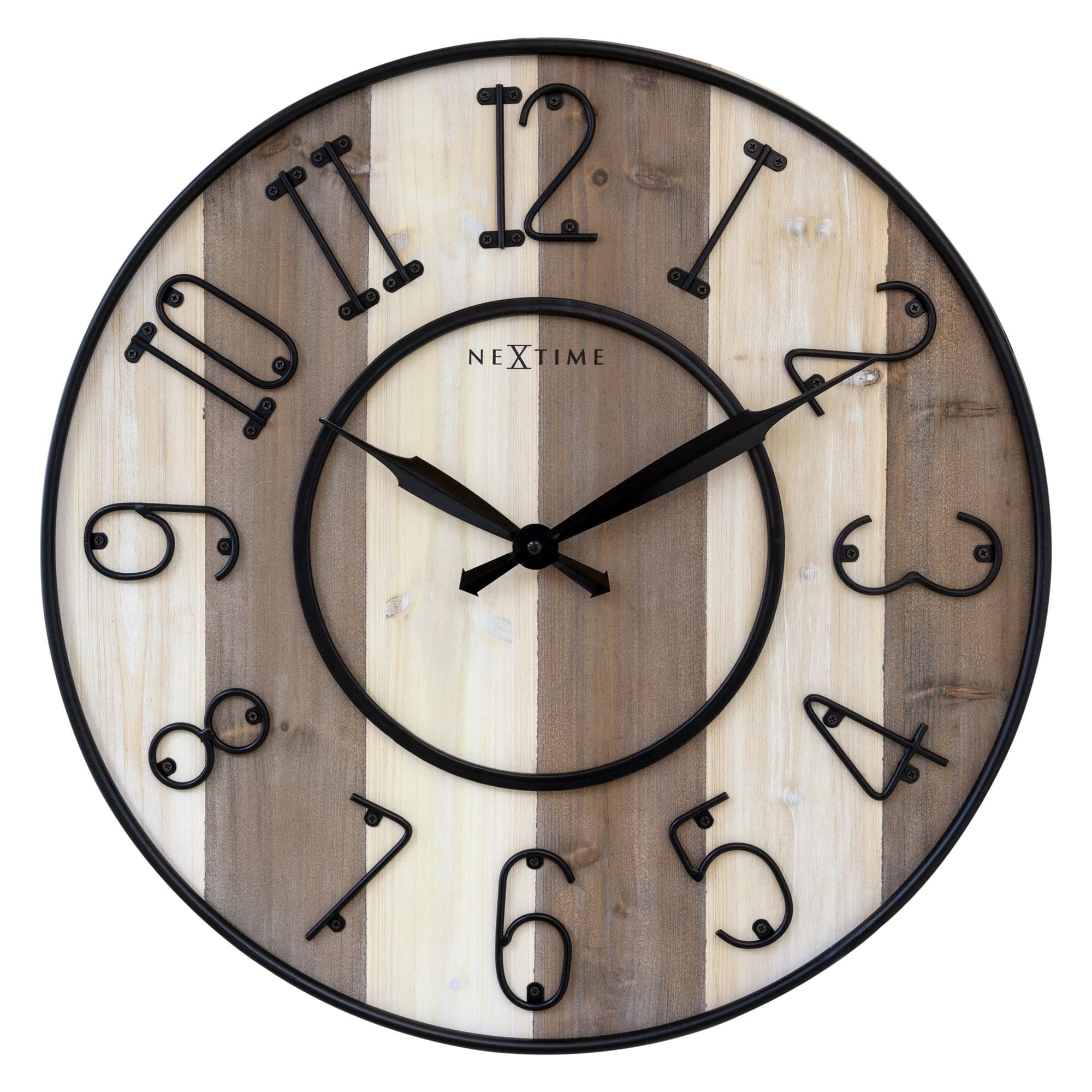 Oxford -Large Wood / Metal 20- inch Wall Clock with Silent Movement ...