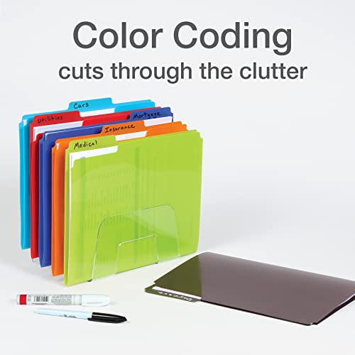 Oxford Poly File Folders, 24 Pack of Plastic File Folders, 1/3 Cut Tabs ...