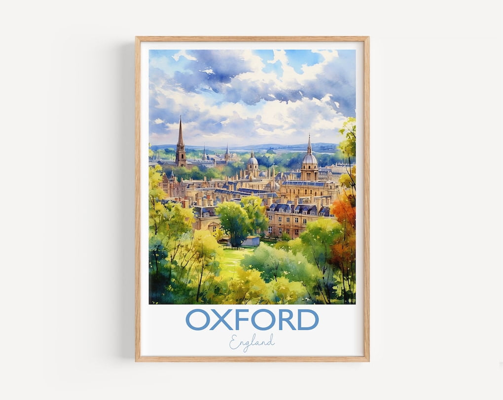 Oxford Poster, Travel Print Of Oxford, England, Oxford Art Gift, Travel ...