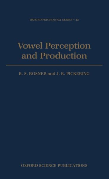 Pre-Owned Oxford Psychology Vowel Perception and Production, Book 23, (Hardcover) - Walmart.com