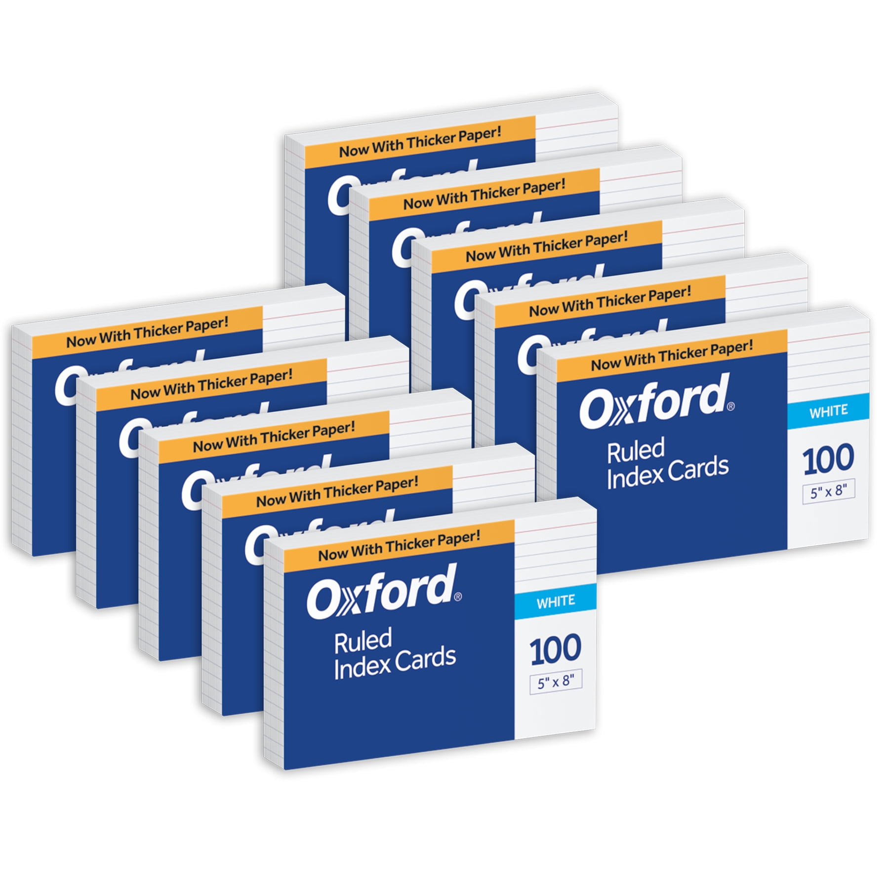 Oxford Ruled Index Cards, 5" x 8", White, 100 Per Pack, 10 Packs ...
