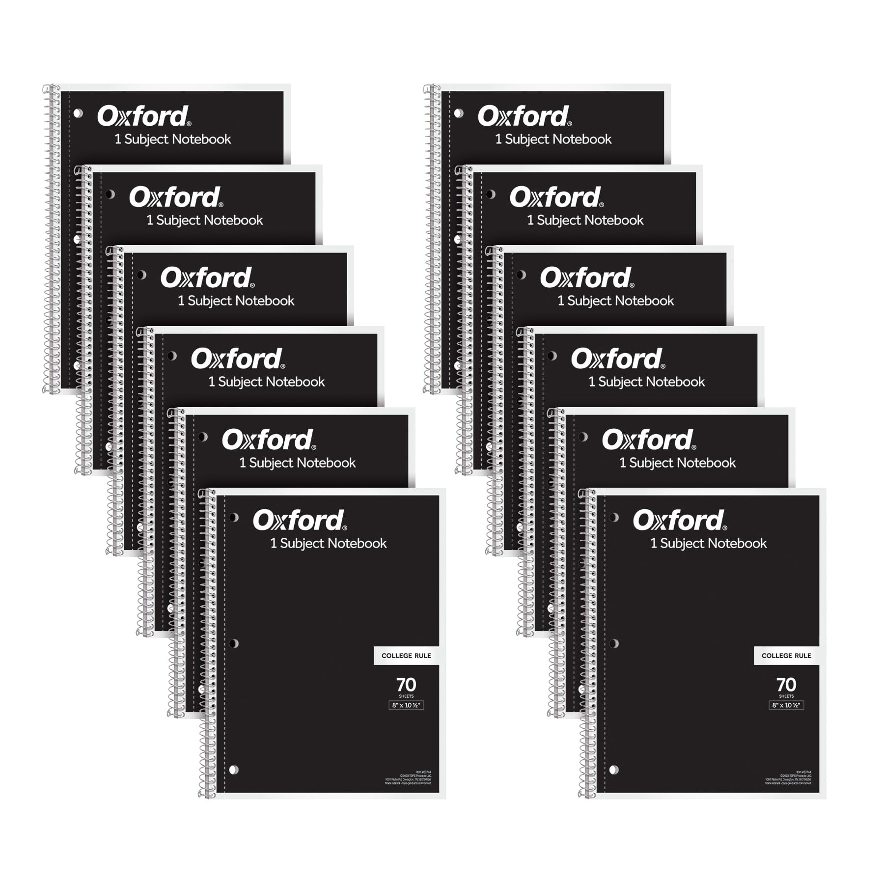 Oxford Spiral Notebook 1-Subject, Bulk College Ruled Spiral Notebooks ...