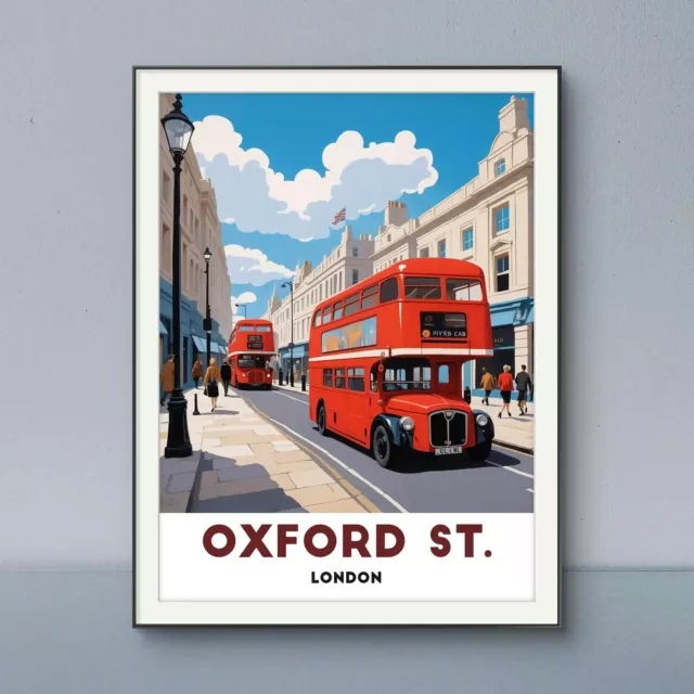 Oxford Street London Poster - Classic Double-Decker Buses And Iconic ...