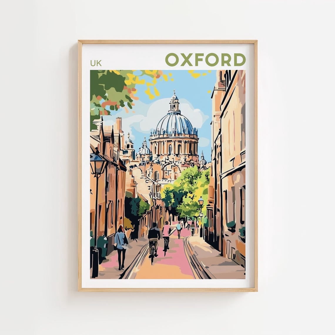Oxford Travel Poster, Hand,Drawn Oxford Illustration Poster, England ...