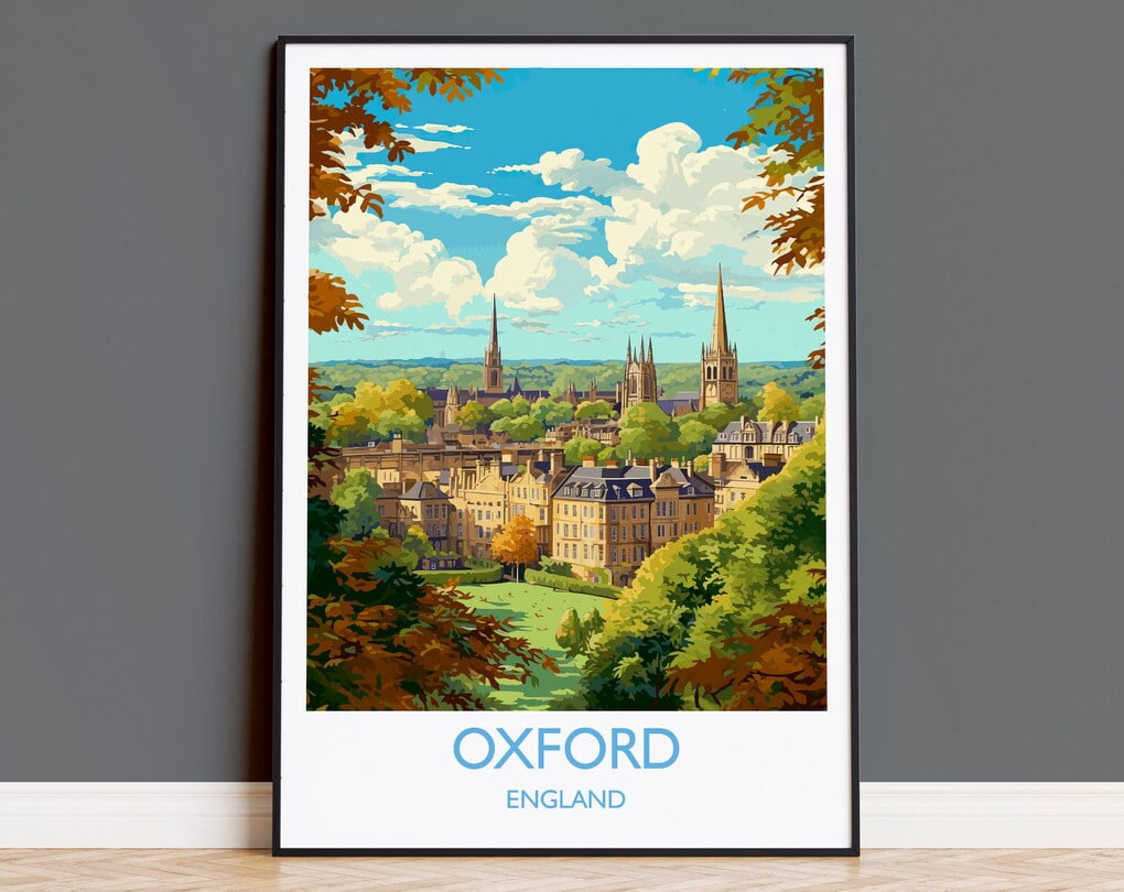 Oxford Travel Print, Travel Poster Of Oxford, Oxfordshire, England ...