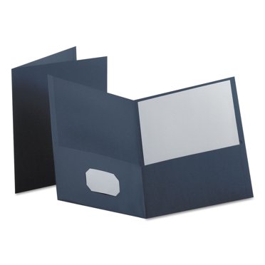 Universal Two-Pocket Portfolio, Embossed Leather Grain Paper, Dark Blue ...