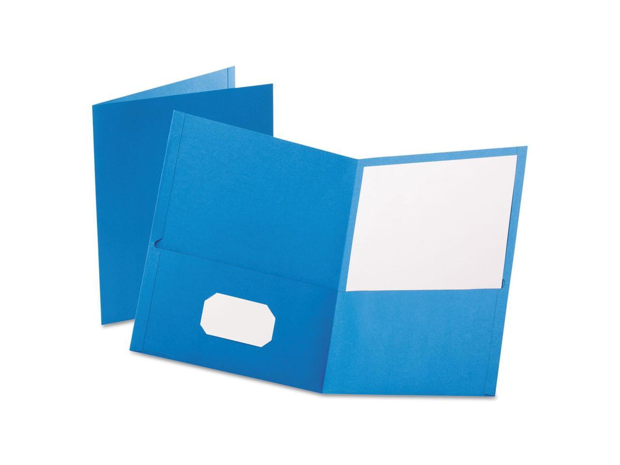 Oxford Twin-Pocket Folder, Leather Grain Paper, Light Blue, 25/Box, 0.5 ...