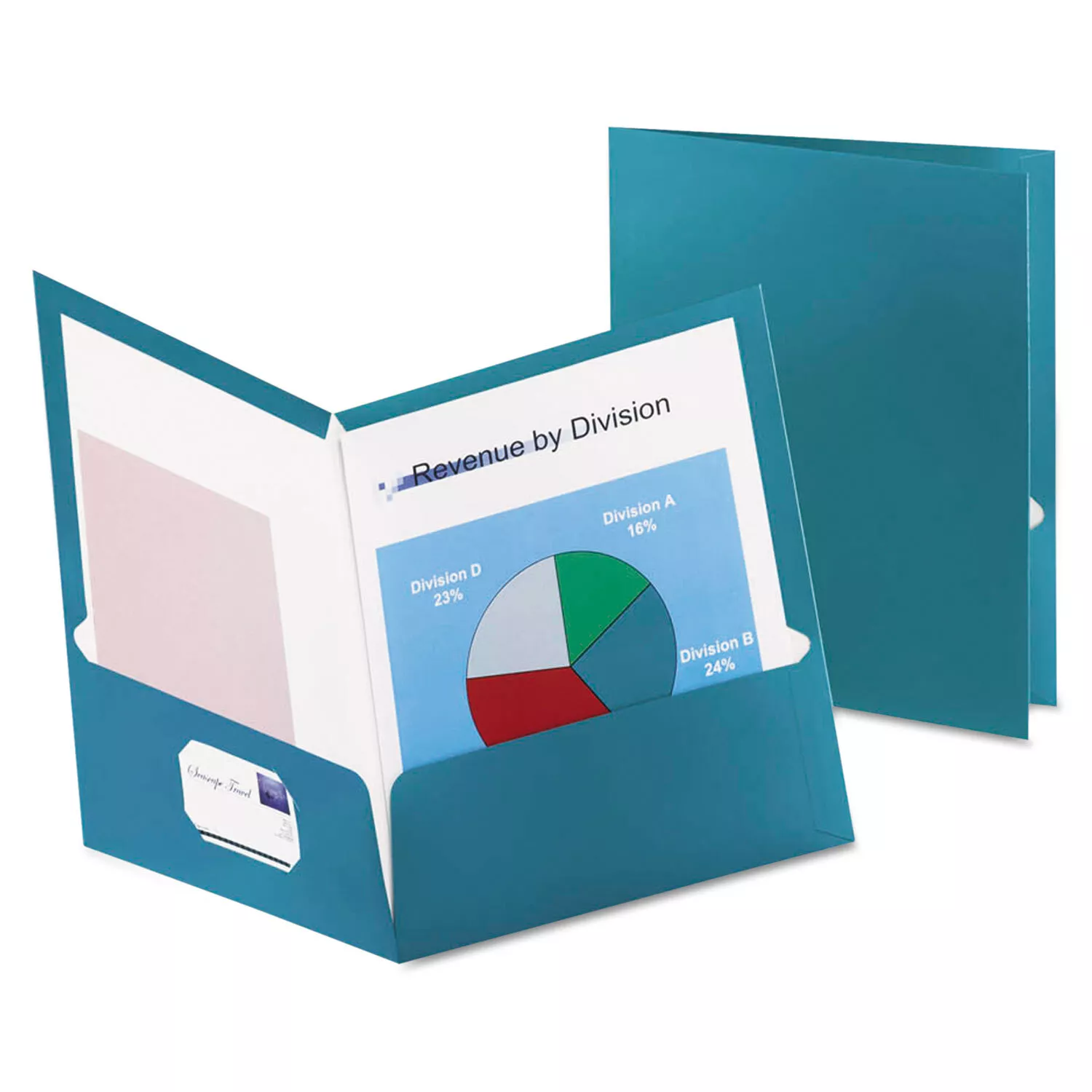Oxford Two-Pocket Laminated Folder 100-Sheet Capacity Metallic Teal ...