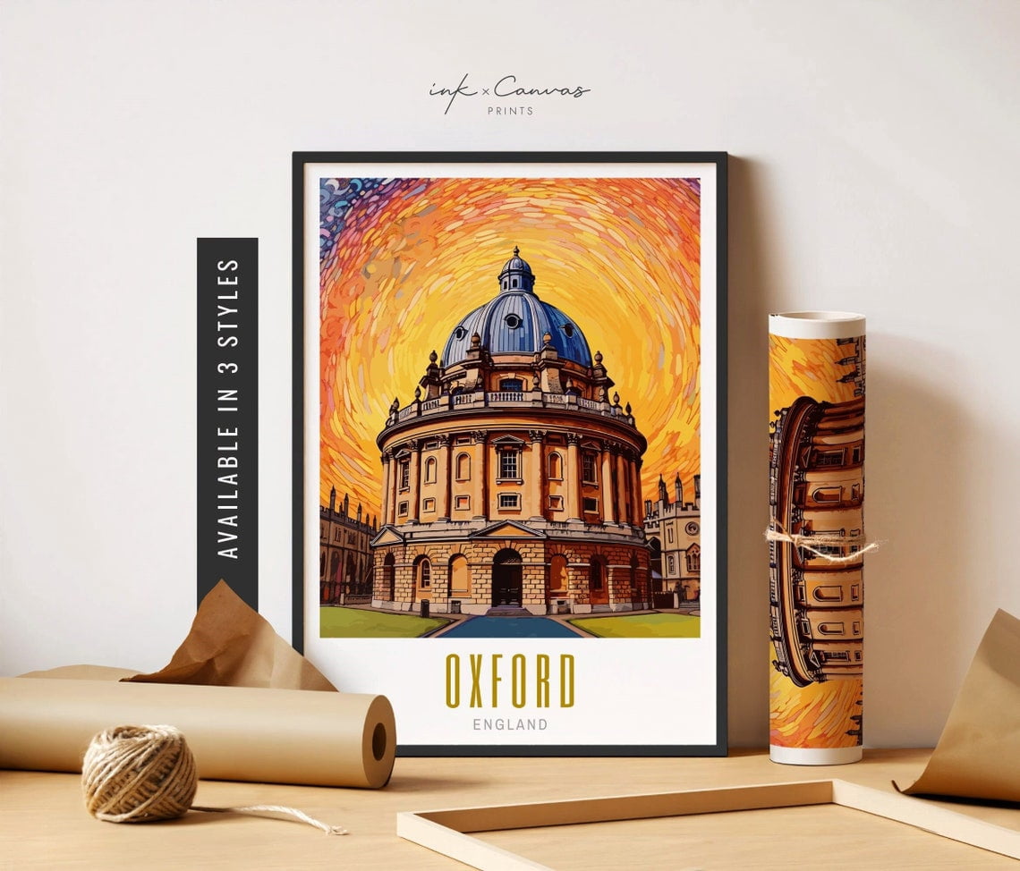 Oxford University England Travel Poster Radcliffe Camera Poster Oxford ...