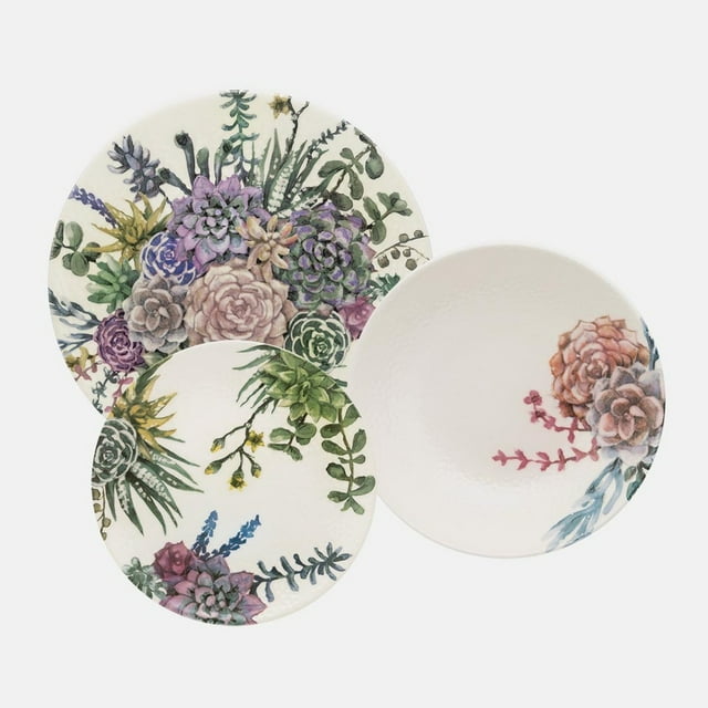 Oxford Unni Decor, Botanic Stoneware 12 Piece Dinnerware Set, Service ...