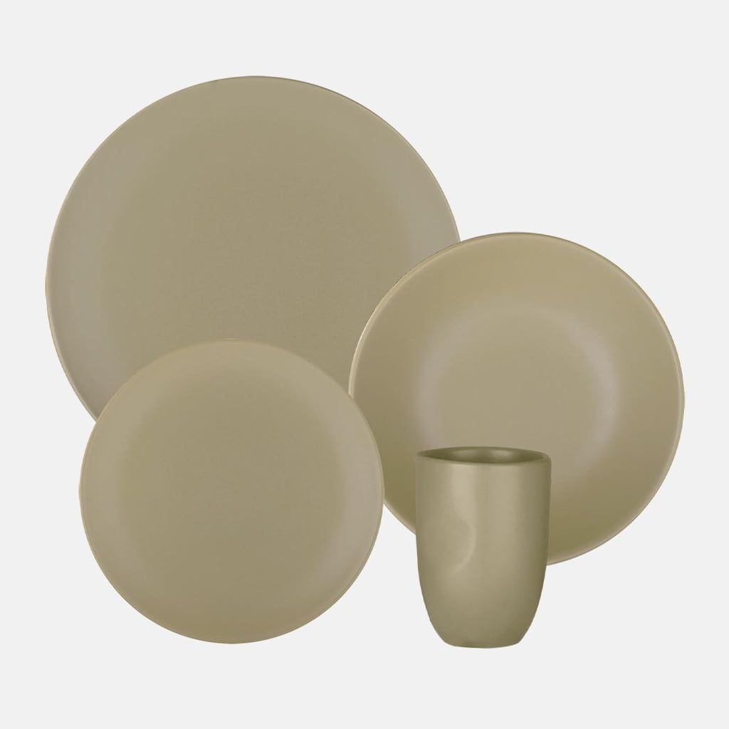 Oxford Unni Solids, Olive Stoneware 16 Piece Dinnerware Set, Service ...