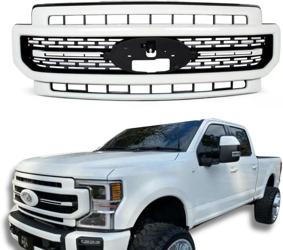 Oxford White Front Grill W/Black Insert Compatible with Ford F250 F350 ...
