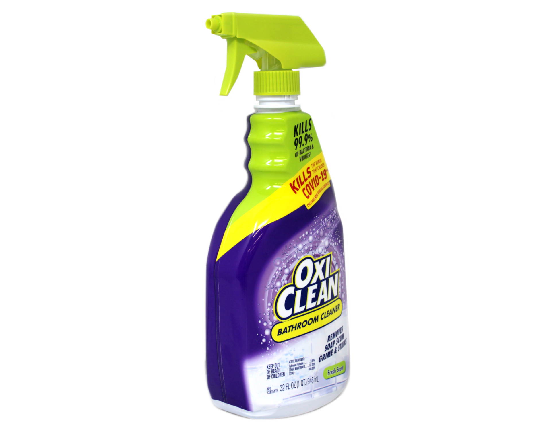 Scrub Free Total Bathroom Cleaner with OxiClean, Lemon Scent, 32 fl oz ...