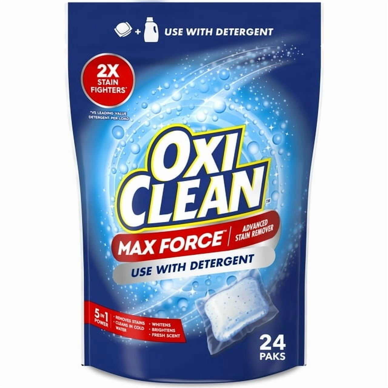 OxiClean Max Force Advanced Stain Remover Power Paks, To Use with Detergent, (2 pack of 24 count ...