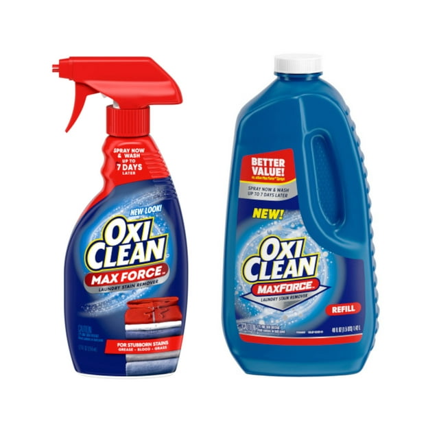 OxiClean Max Force Laundry Stain Remover Spray, 12 fl oz + 48 Fl Oz ...