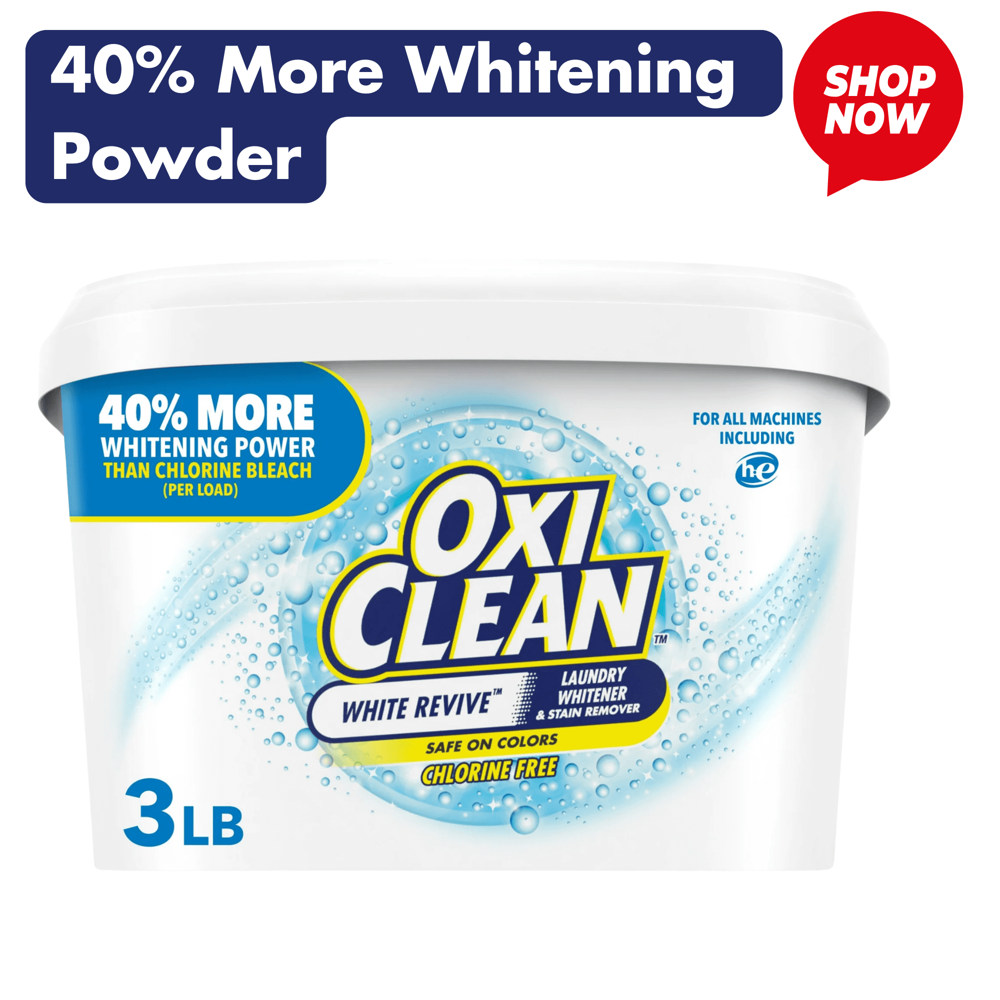 OxiClean White Revive Laundry Whitener & Stain Remover Powder, 3 lb ...