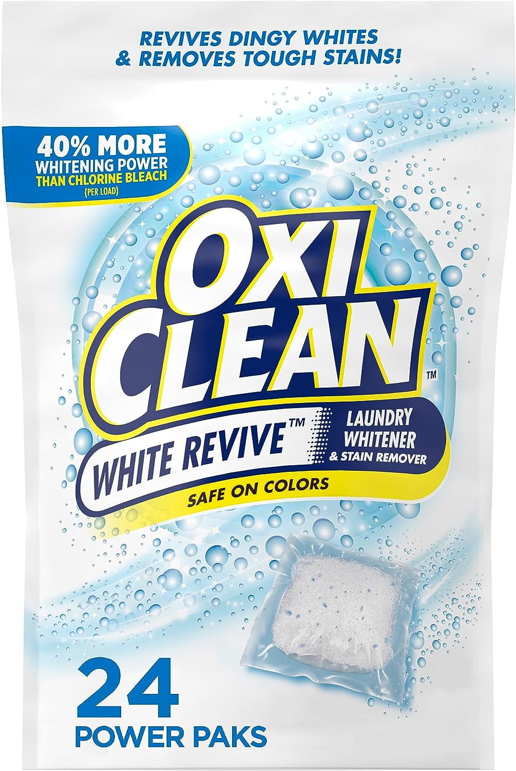 OxiClean White Revive Laundry Whitener and Stain Remover Power Paks, 24 ...