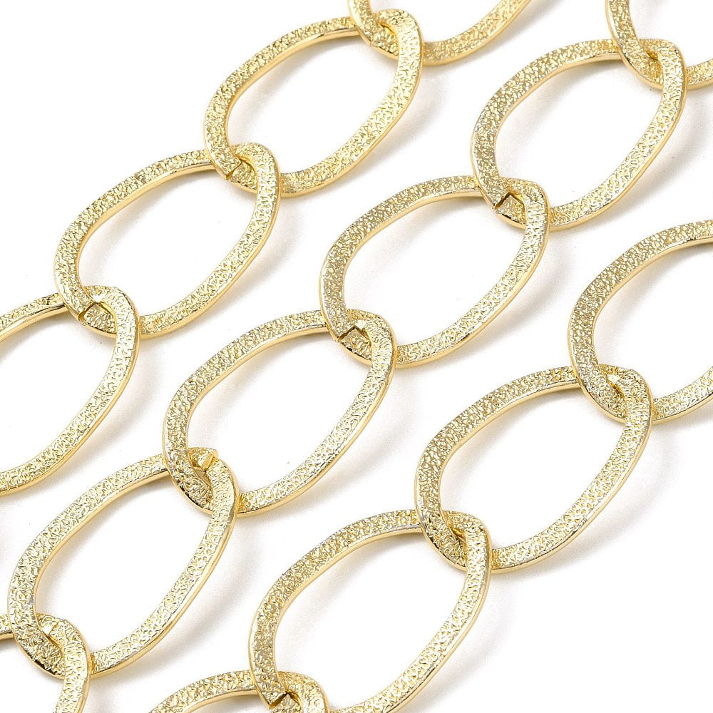 Oxidation Aluminum Textured Curb Chains Unwelded with Spool Golden ...