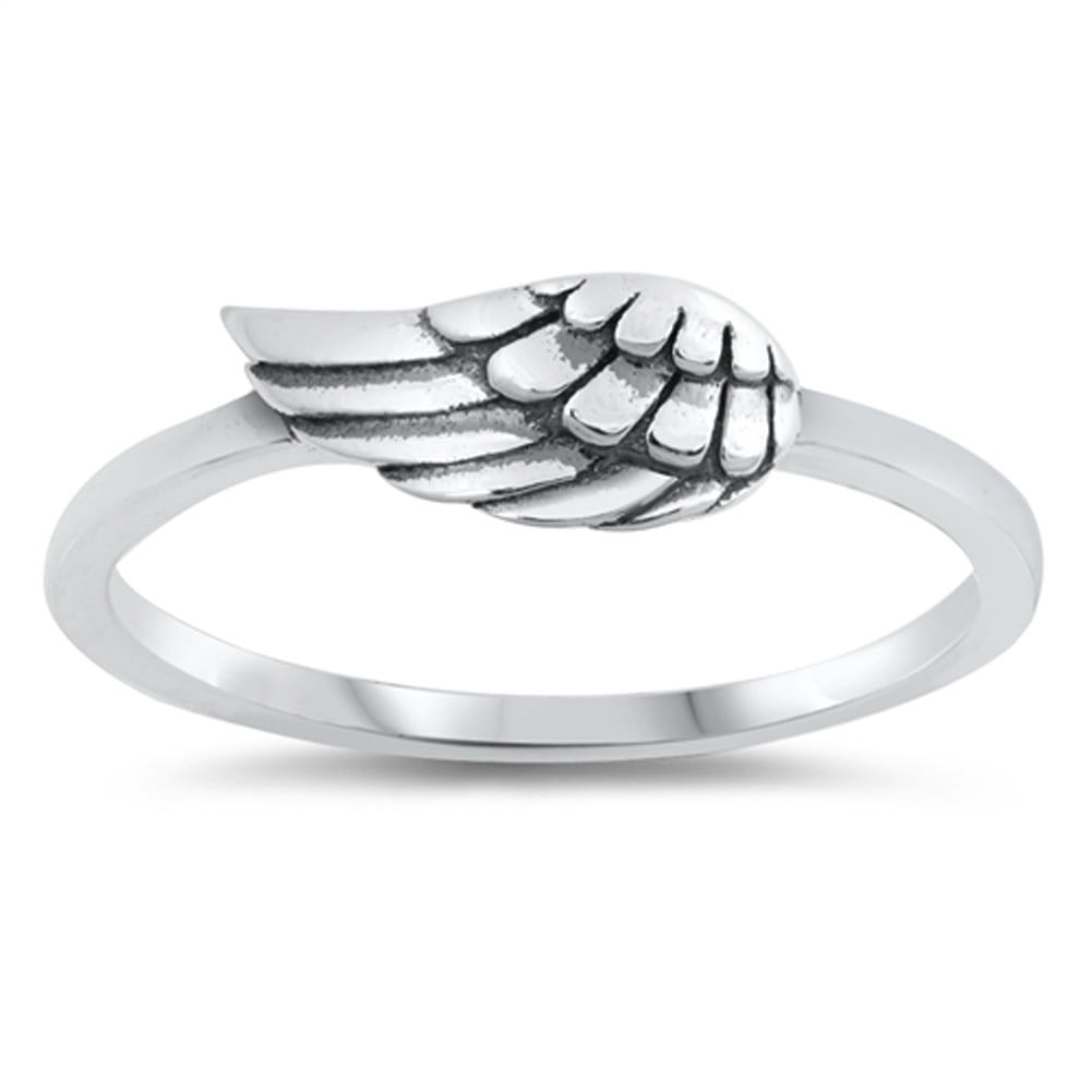 Oxidized Angel Wing Flying Speed Racing Ring 925 Sterling Silver Band ...